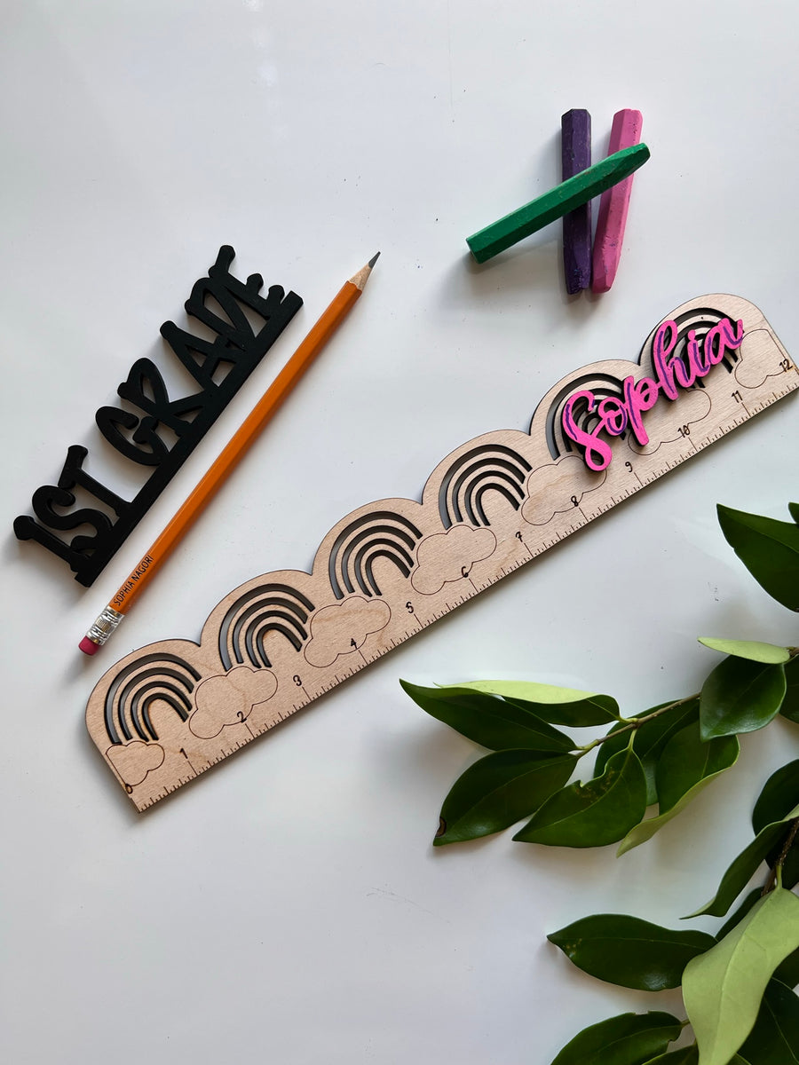 Rainbow Personalized ruler for kids (Back to School Supplies) 12 inch ...